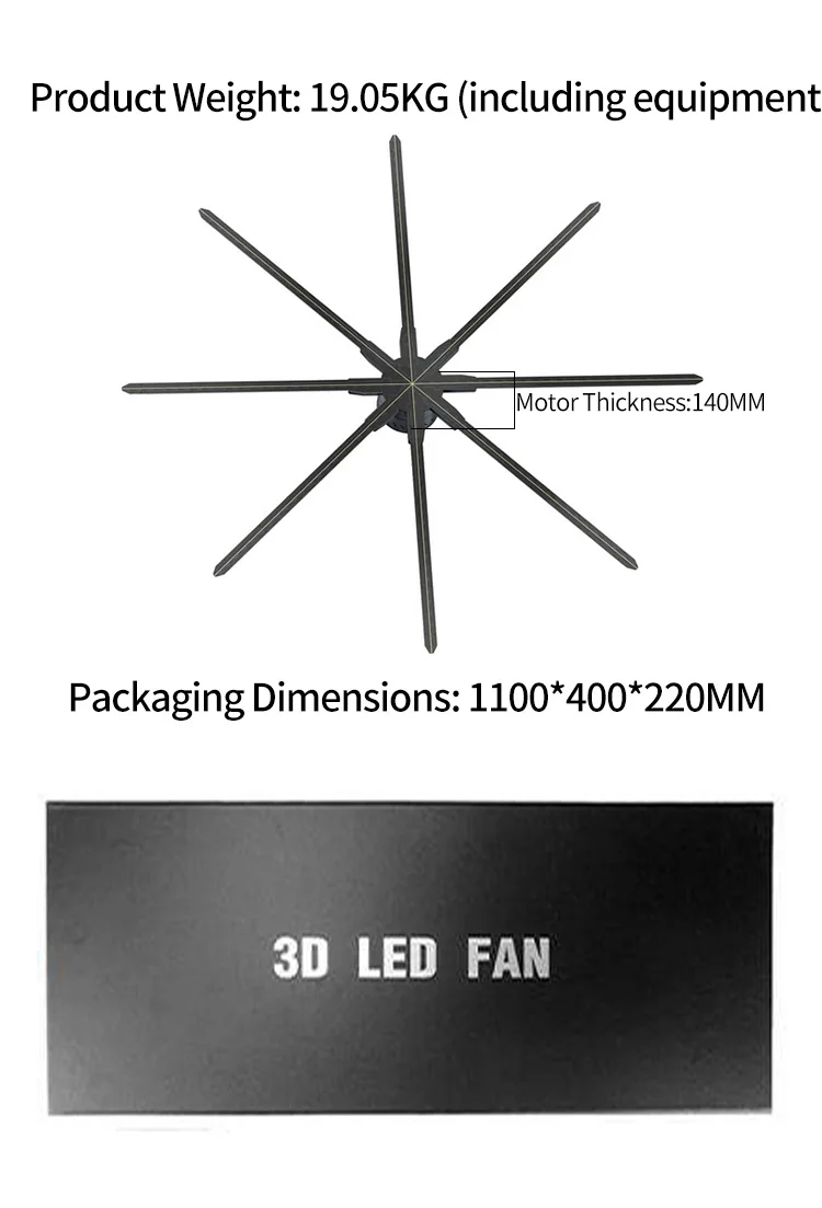 180cm Hdmi 3d Hologram Fan Advertising Equipment Holographic Projector ...