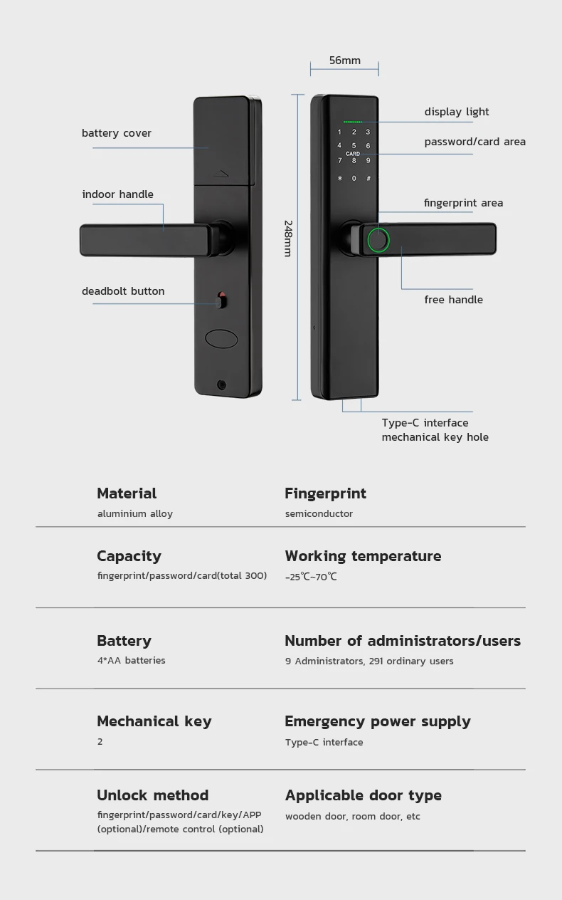 Kadonio High Security Fingerprint Lock Wifi Cerradura Electronica Smart ...
