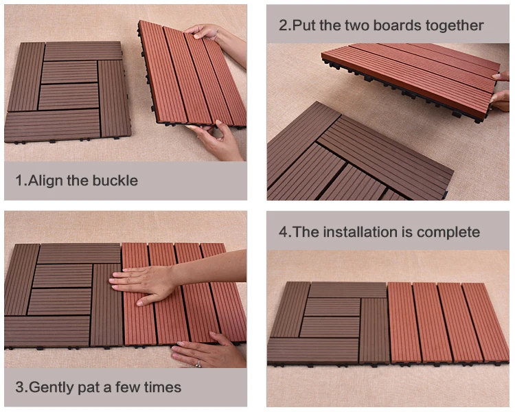 WPC Patio Deck Tiles/DIY Interlocking Decking Tiles Water Resistant ...