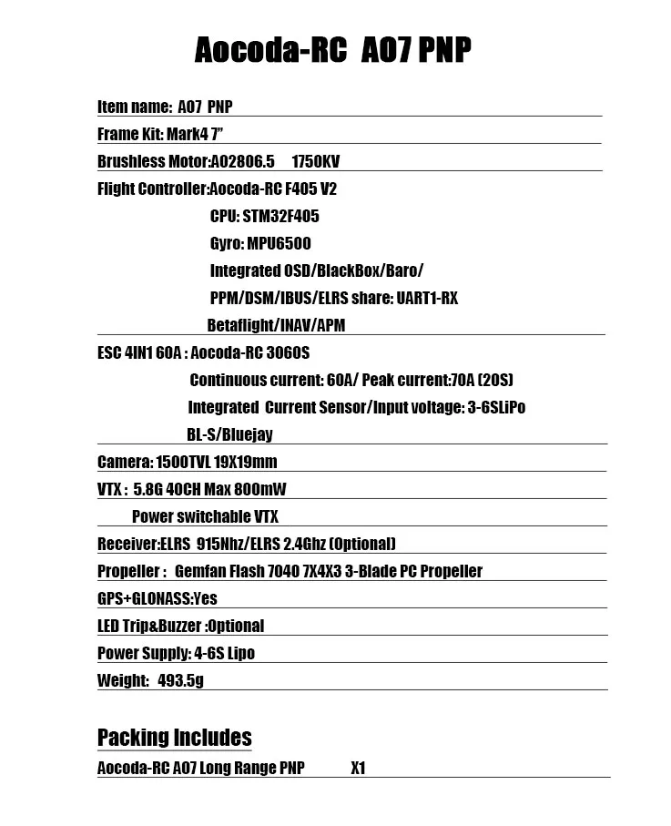 2.5kg Payload Super Power Mark4 7" Long Range FPV Racing Drone AOCODA ...