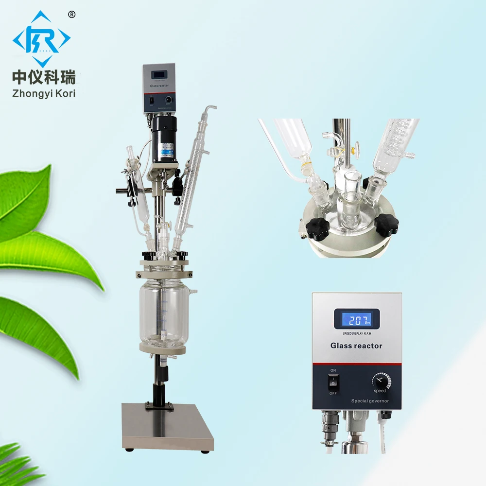 Lab Bench Top Scale Reactor Jacketed Reaction Vessel Tank With Stirrer ...