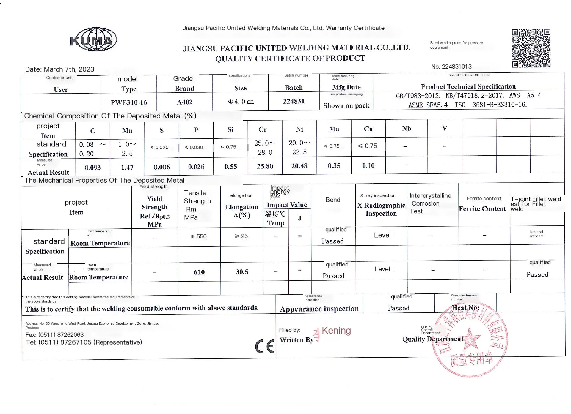 Pacific PW-E310-16 Stainless Steel Welding Electrode Rod A402 Welding ...