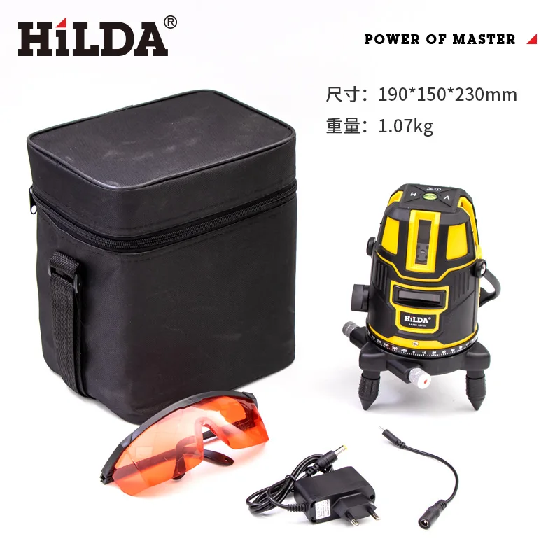 Hilda 5 Lines Green Laser Levels Self-leveling 360 Rotary Laser Level ...