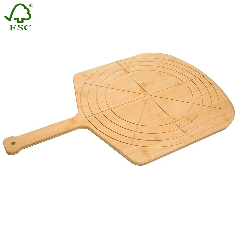 Extra Large Bamboo Wood Pizza Spatula Paddle Cutting Serving Board ...