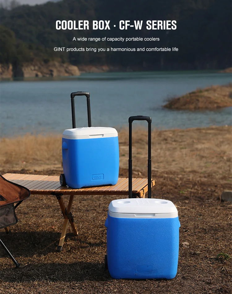 38l Cooler Lightweight Mobile Cooler Camping Wheeled Food Storage Hard ...