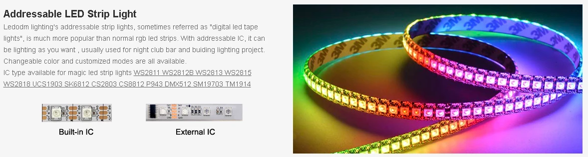 RGB Pixel LED Strip - Programmable Magic Addressable Lights