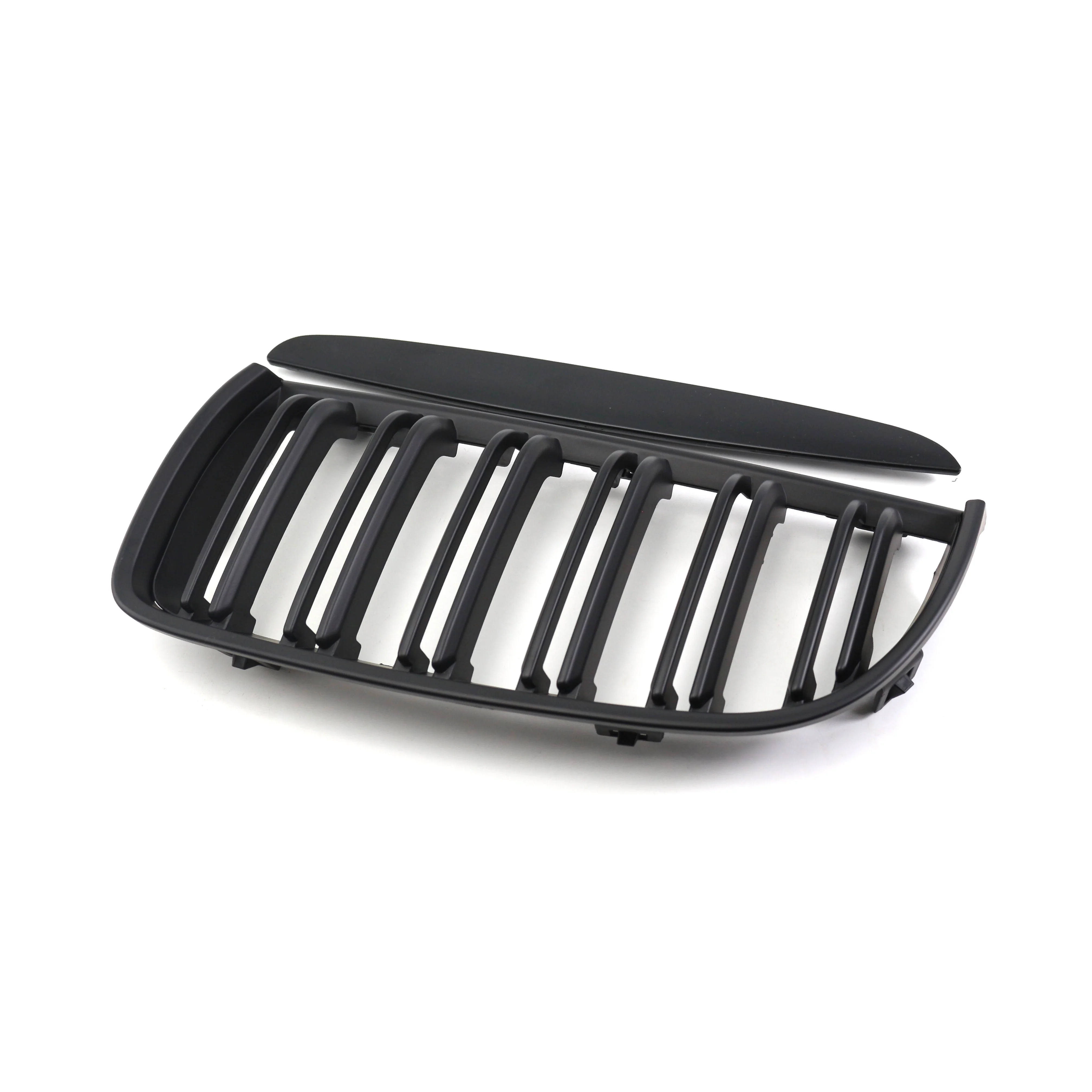 Car Front Bumper Grille Matte Black Double Slat Line Front Grille ...