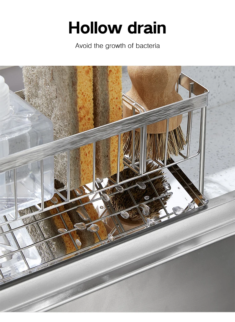 2 Tier Shelving Kitchen Sponge Holder Dish Towel Drain Rack Suction Cup ...