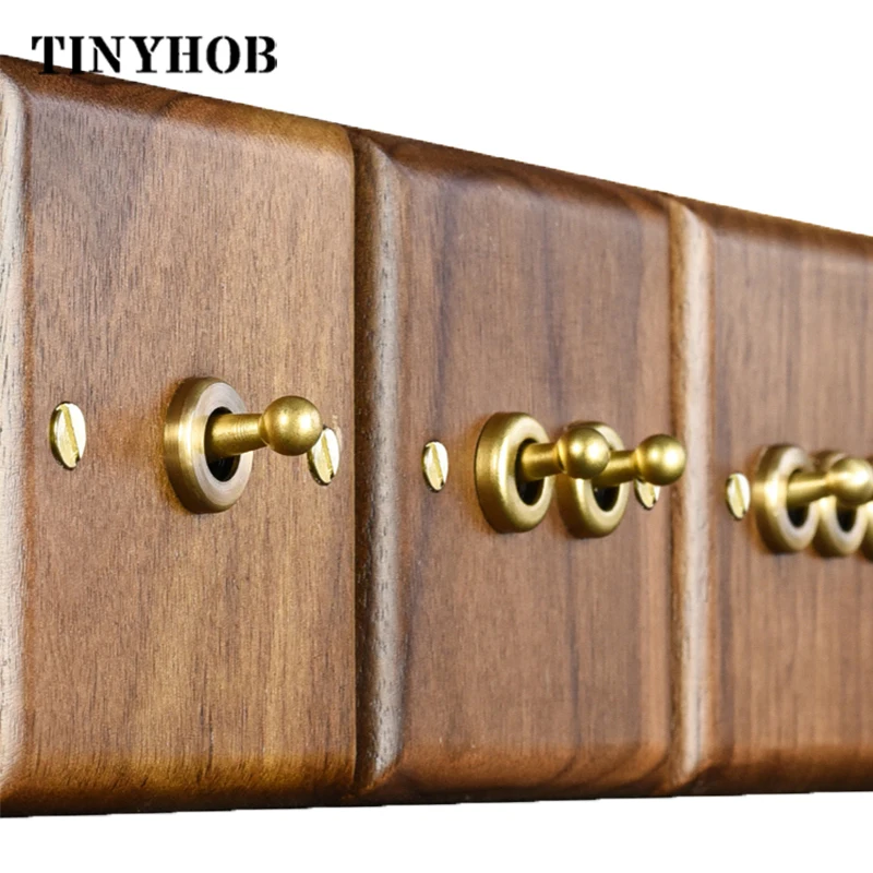 Brass Switch,220v 10a Vintage Toggle Light Pull Switch Wood Panel 1/2/3 ...