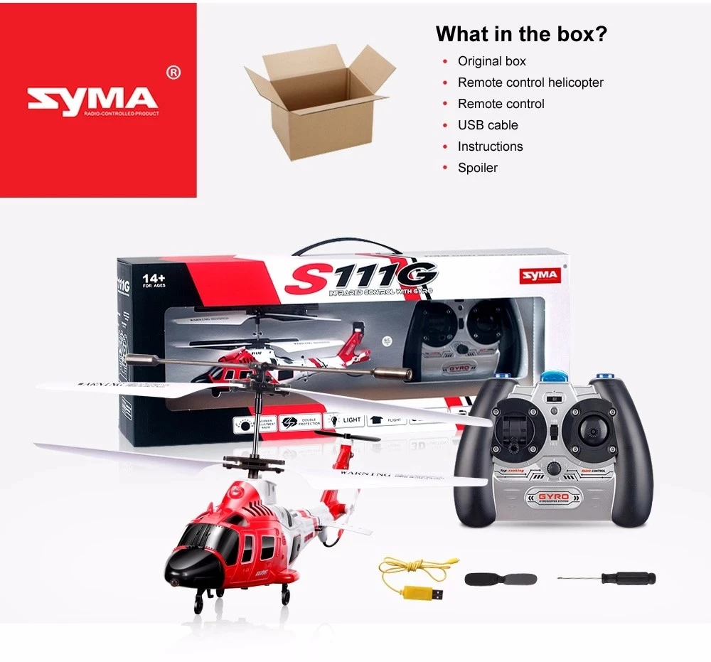 Syma S111g Rc Attack Marines Helicopter 3.5ch Led Light Easy Control ...