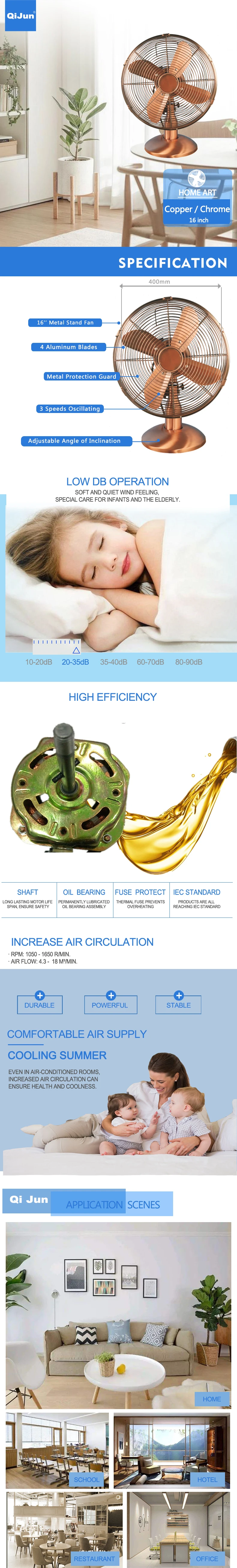 16 Inch Table Fan Stand Fan With Metal Grill Heavy Round Base 220 V ...