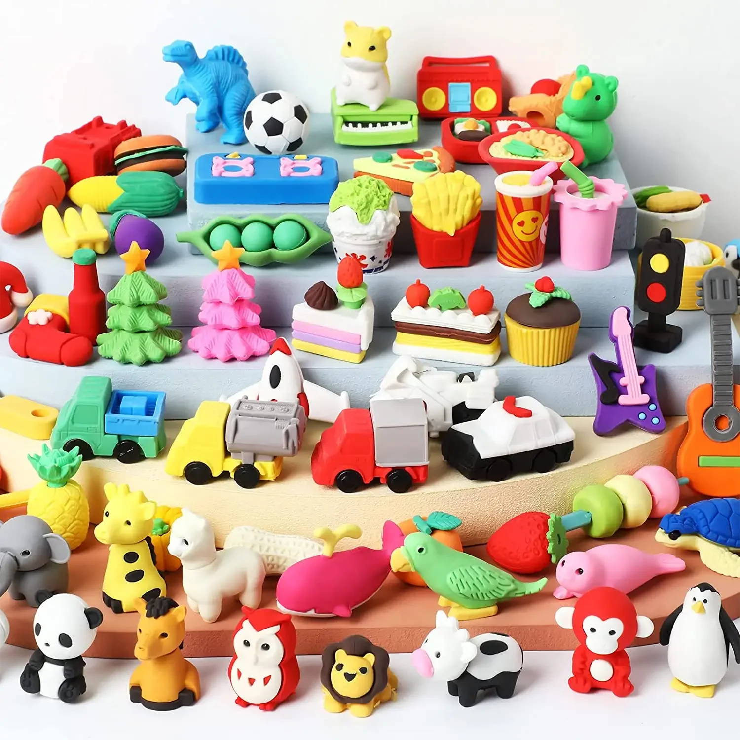 Soododo Cute 3D Sports Animal Foods Dessert TPR Erasers School Fruit ...