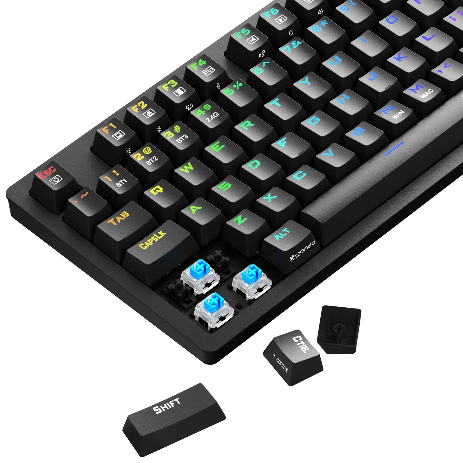 Redragon K598p-kbs Rgb Tkl Tenkeyless Layout Tri-mode Connections Blue ...