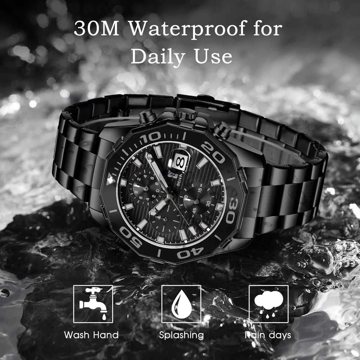 Stainless Steel Luxury Fitron Watch for Men - Waterproof Japanese ...