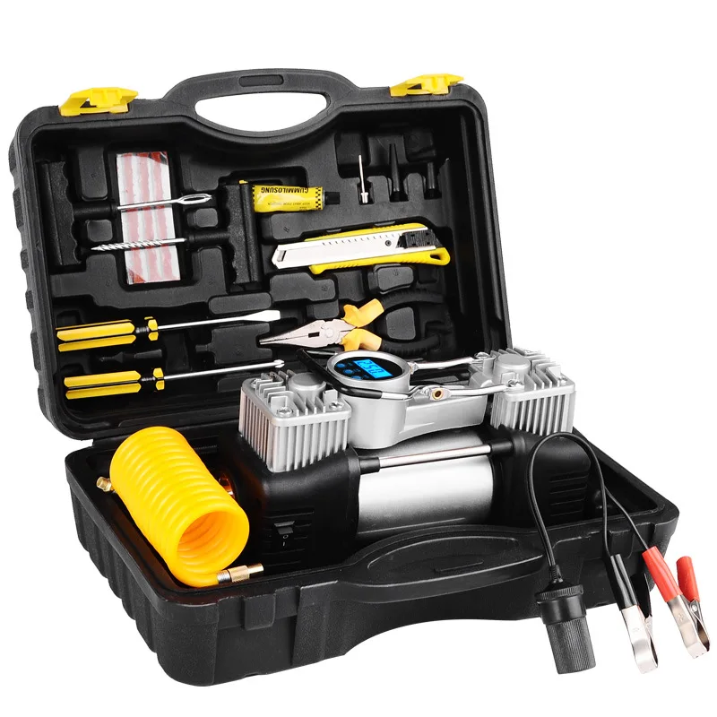 Heavy Duty Car Emergency Kit - Double Cylinder Air Compressor