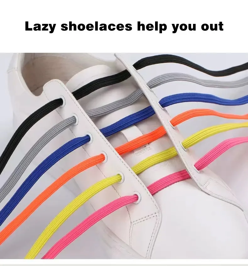 New Casual Fastener Elastic Shoe Laces Popular Custom Polyester Flat No ...