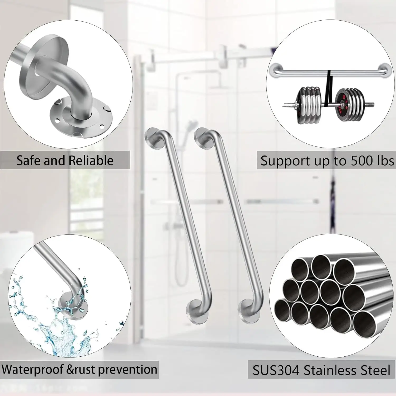 Stainless Steel Bathroom Safety 32-inch Grab Bar With Concealed Screws ...
