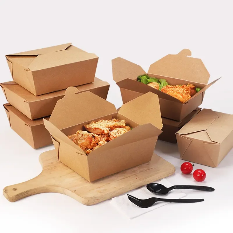 Heeco Eco Friendly Recycled Kraft Brown Paper Takeaways Disposable