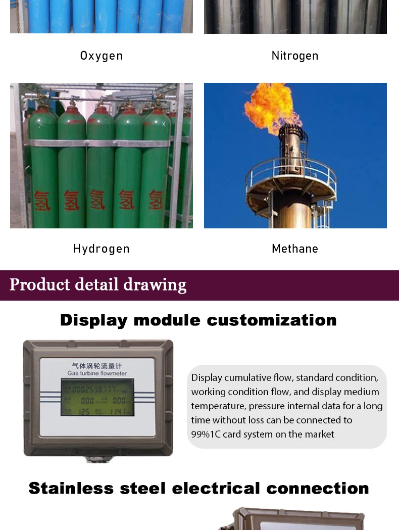 Rs485 Modbus Gas Turbine Flowmeter Digital Turbine Flow Meter For Lpg ...