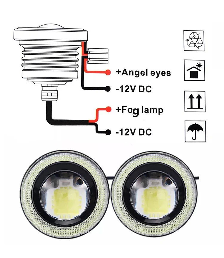 Halo Angel Eyes 64mm 76mm 89mm Daytime Running Light DRL 12V LED COB ...