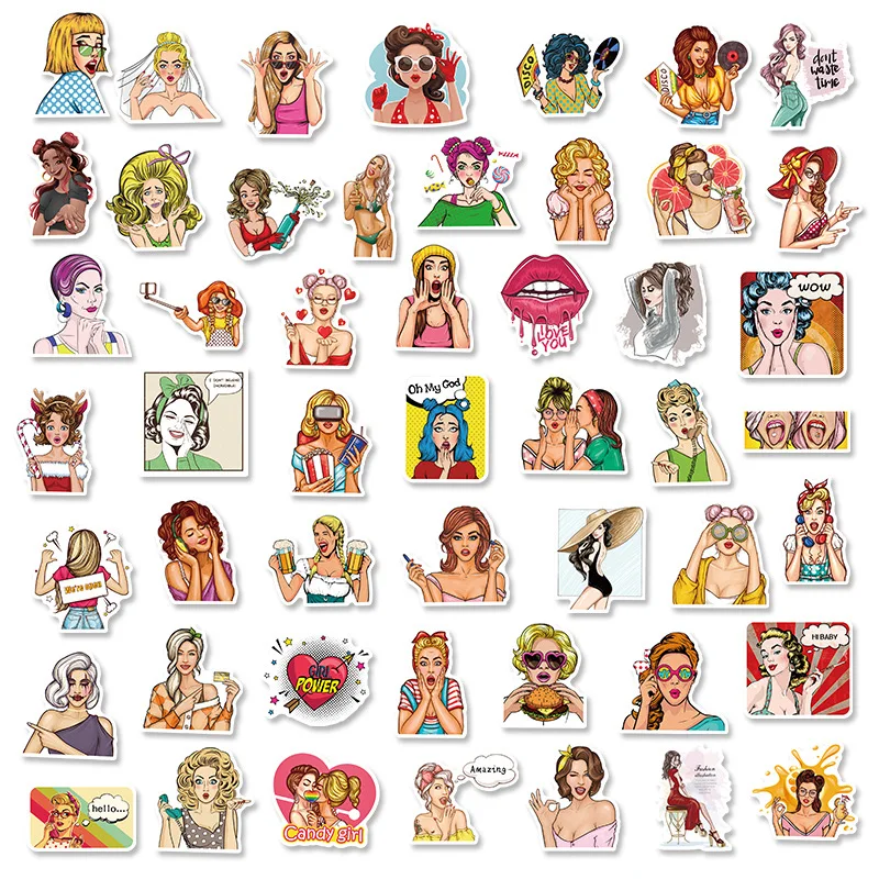 50pcs Poppergirl Funny Sexy Stickers Waterproof And Versatile