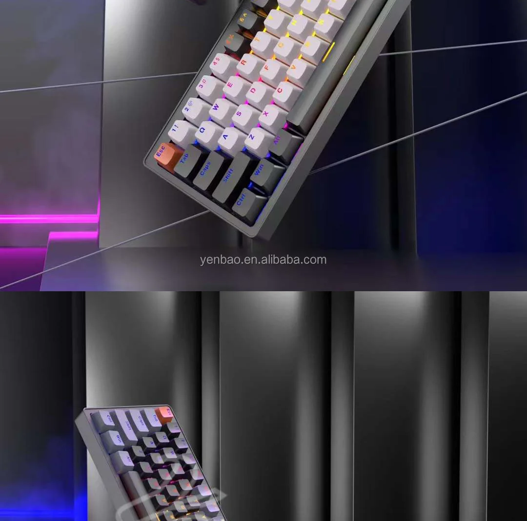 Ergonomic Backlight Rgb 60% Mini Usb Wire Backlit Mechan Custom ...