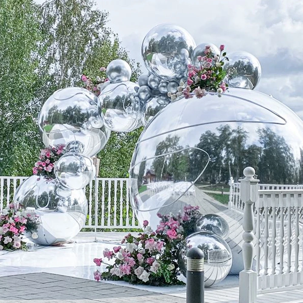 Giant large inflatable metallic balls colorful mirror ball shinny laser ...