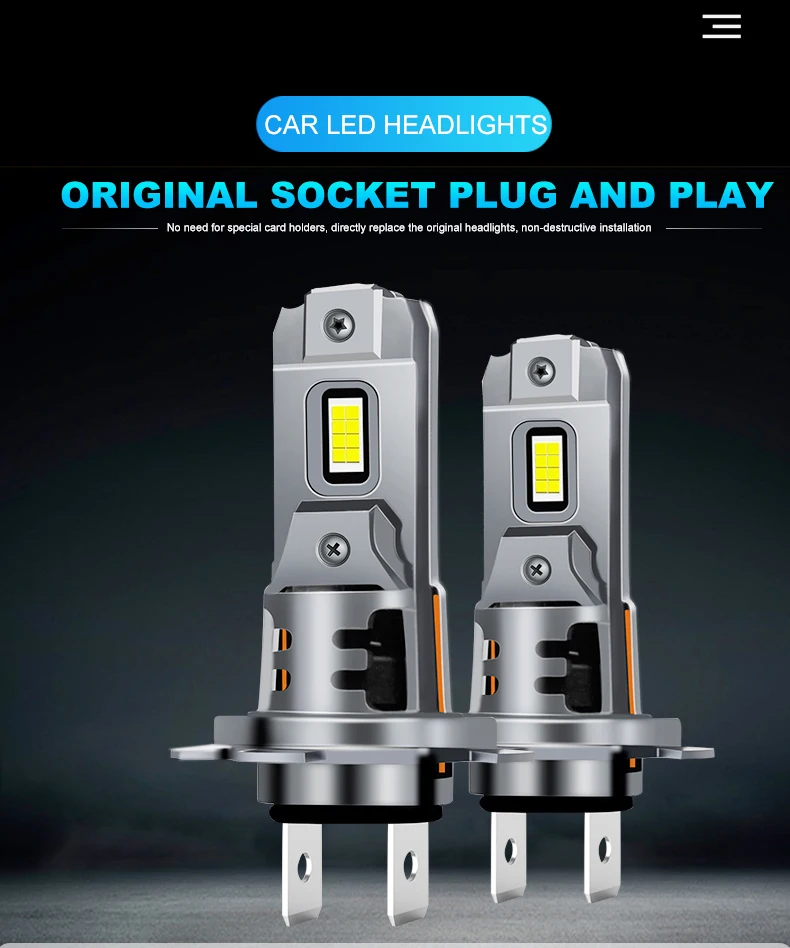 Factory Directly Mini Led Headlight Auto H7 H8 Super Bright 25w 6000k ...