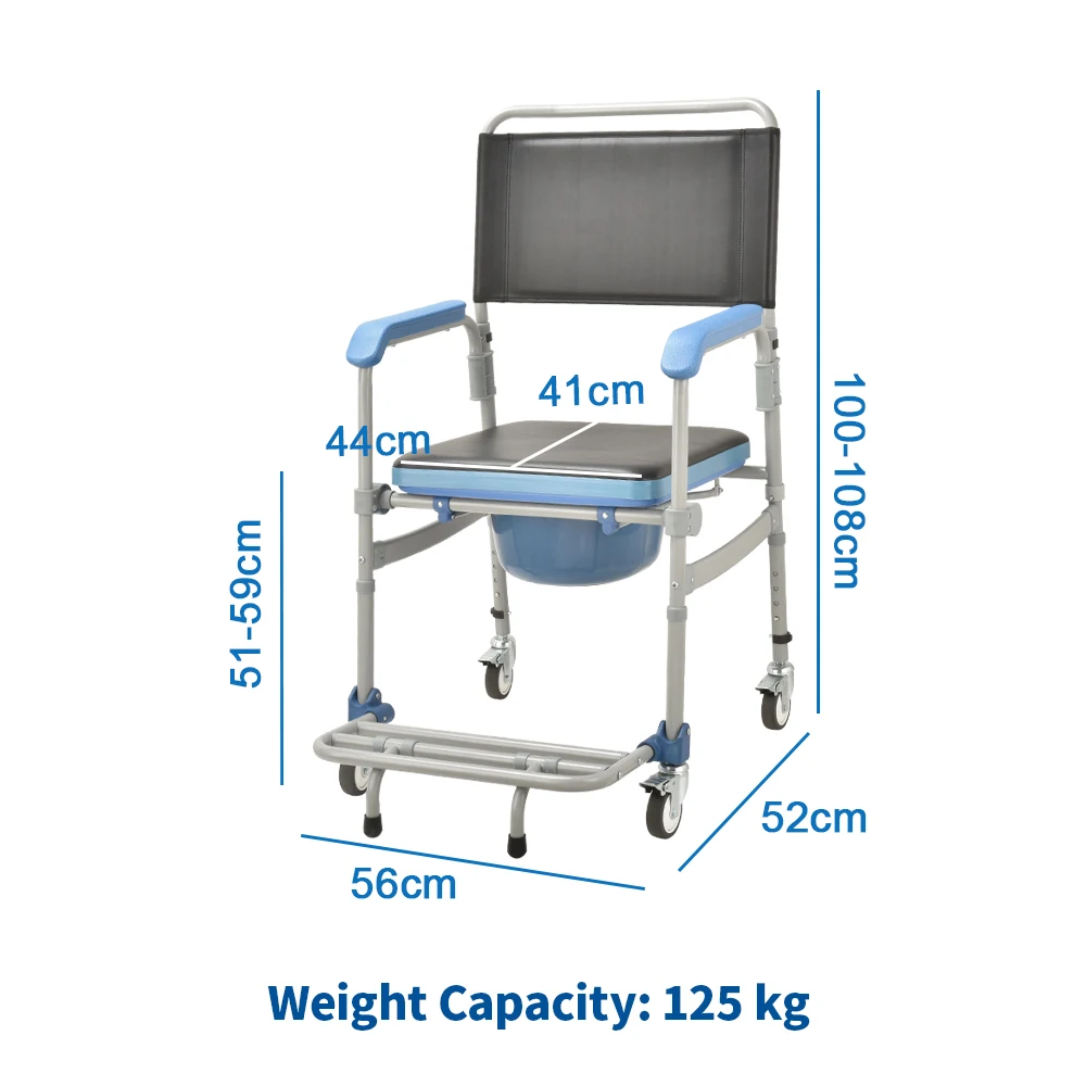 Mobile Commode Chair With Wheels for Elderly Home Care Rehabilitation ...