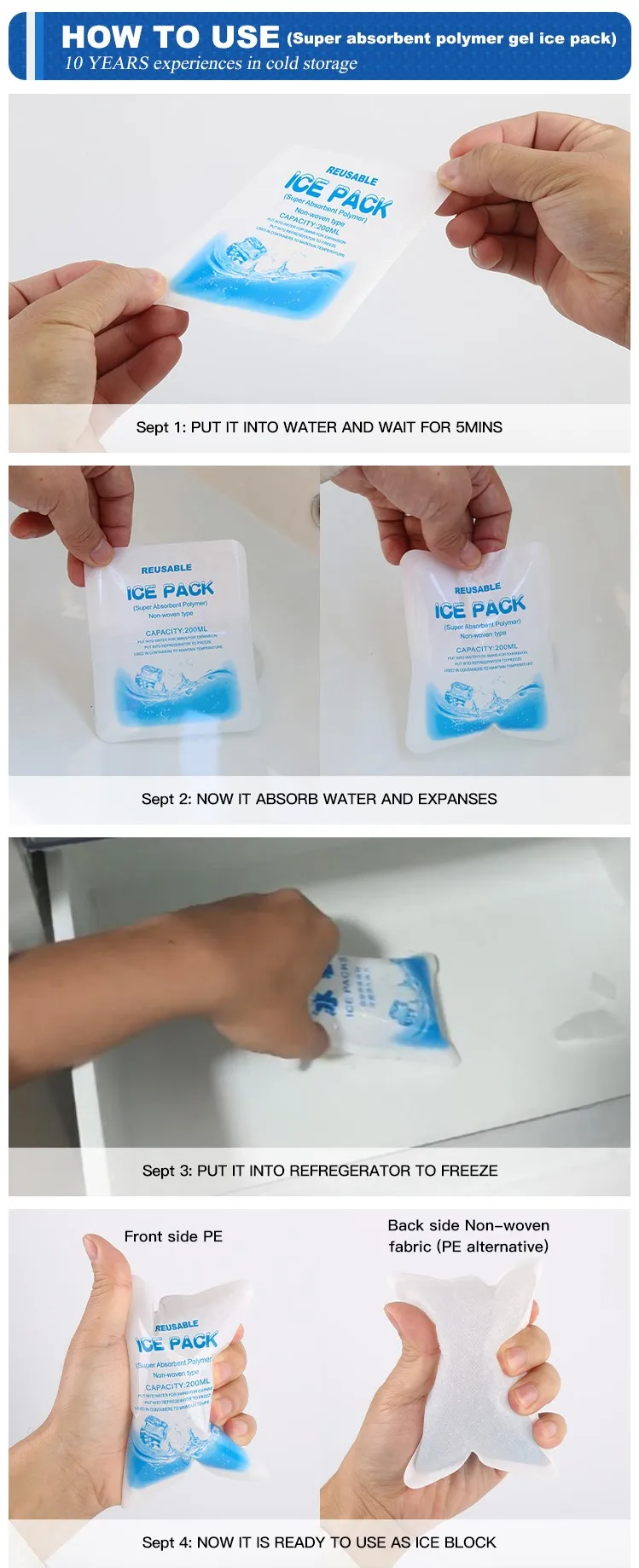 Self Absorb Type Gel Ice Pack 200ml 400ml - Buy Gel Ice Pack,Absorb Gel ...