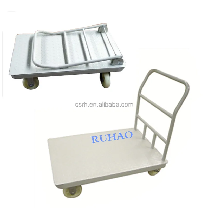 Rh-wt02 Logistic Transport Flat Trolley With 4 Wheels Heavy Duty Flat ...