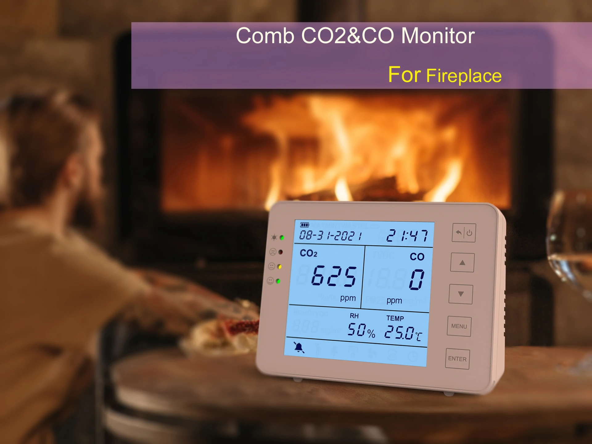 Indoor Room Air Quality Desktop Usb Power Co/co2 Ventilation Controller ...