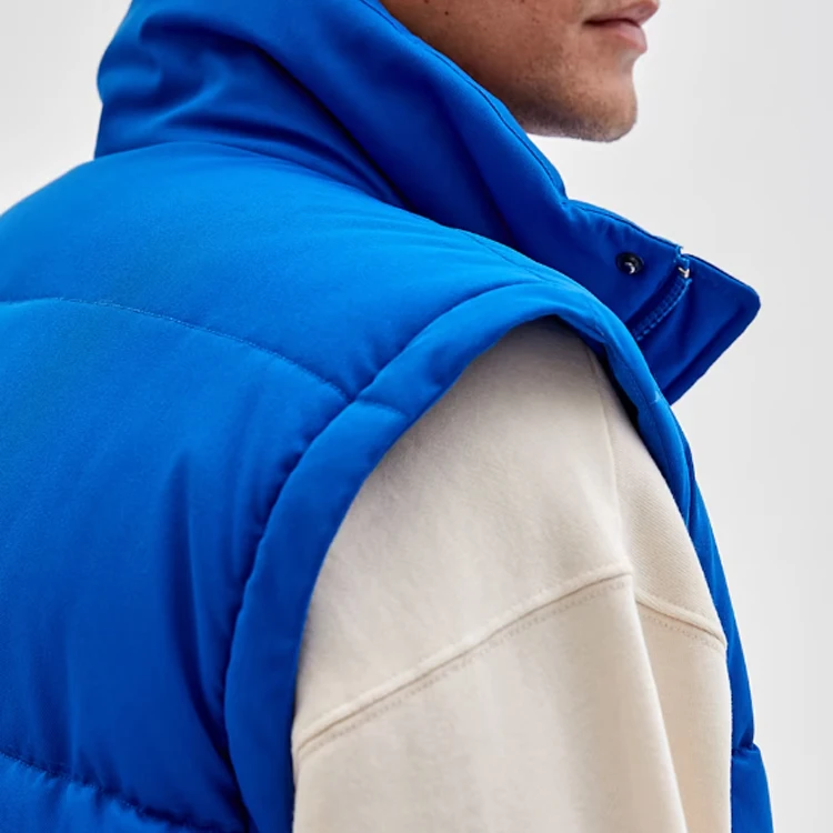 Custom Mens Winter Puffer Bubble Jackets Detachable Sleeves Thick Warm ...