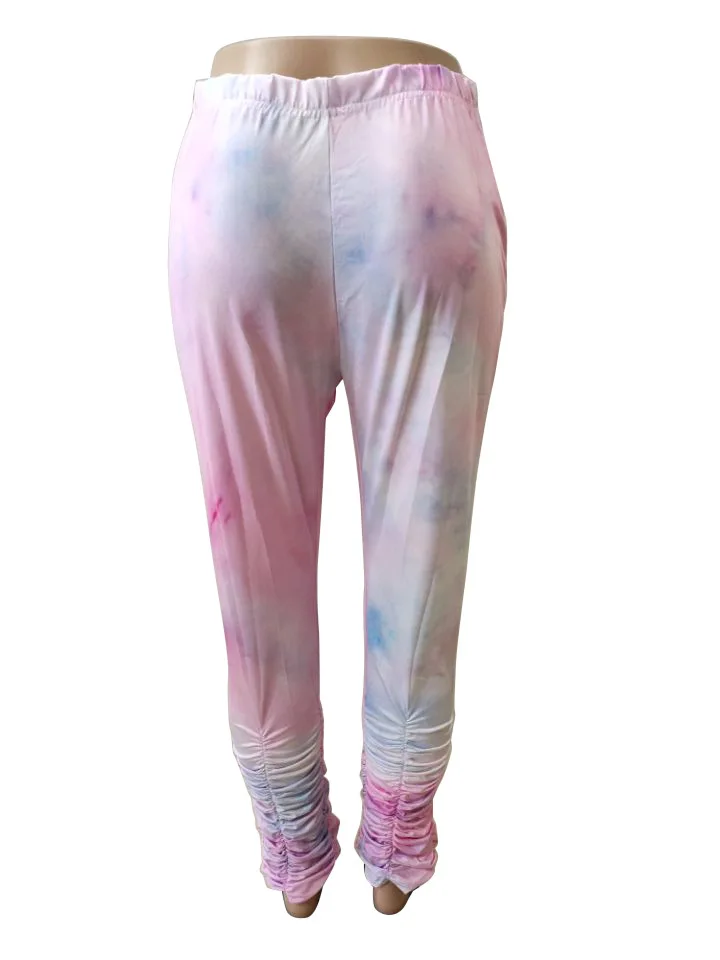In Stock Tie Dye Stacking Pants Plus T-shirt Two Piece Set Women ...