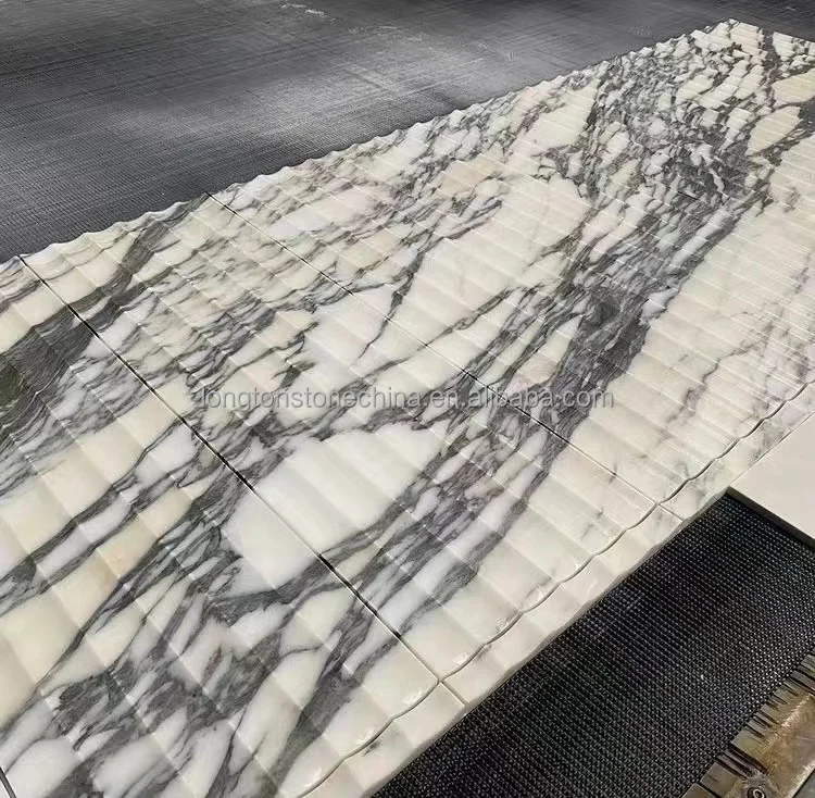 New Calacatta Green Marble Fluted Design Fireplace Surround Tile ...