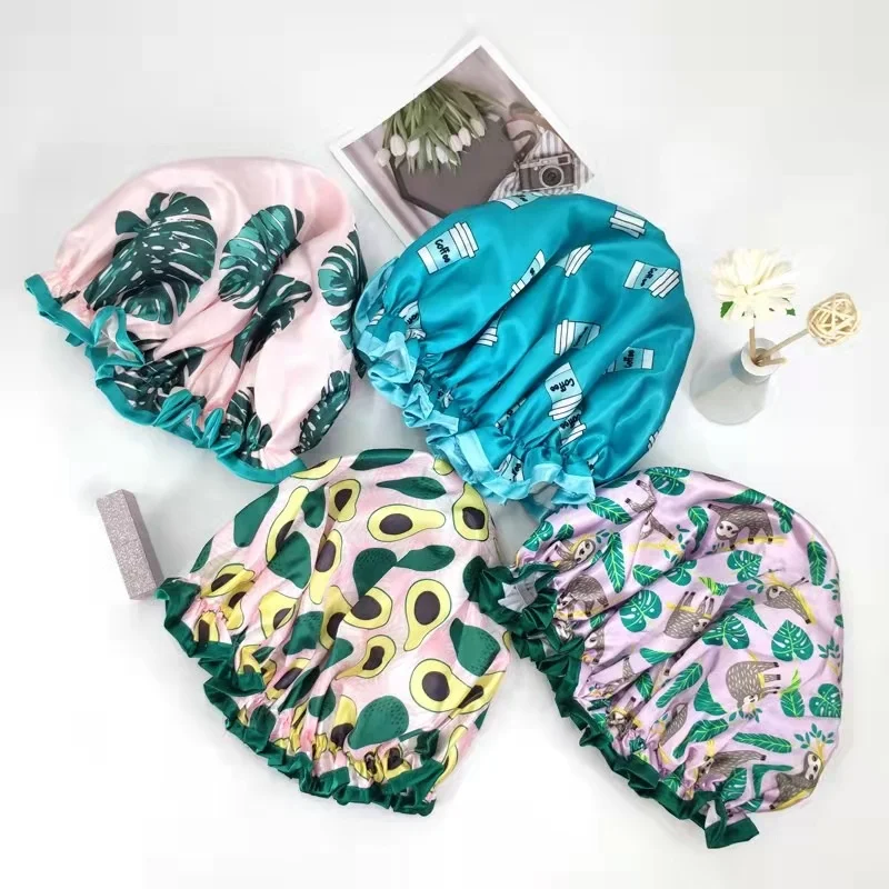 Alibaba.com: QUIET GIRL Double Layer Satin Shower Cap, elastic design ...
