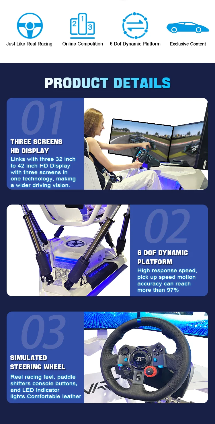 3 Three Screens VR Car Racing Games Machine - Driving Simulator