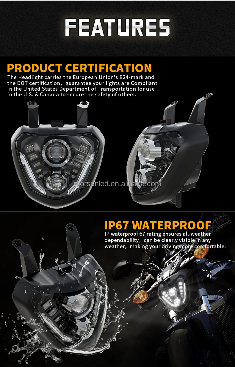 Morsun for Yamaha FZ07 MT07 2015-2017 Motorcycle Hi/Lo Beam DRL LED ...