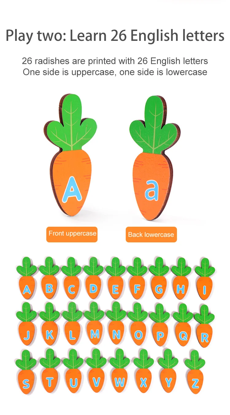 Carrot Harvest Planting Toy Radish Memory Sorting Games Wooden Alphabet ...