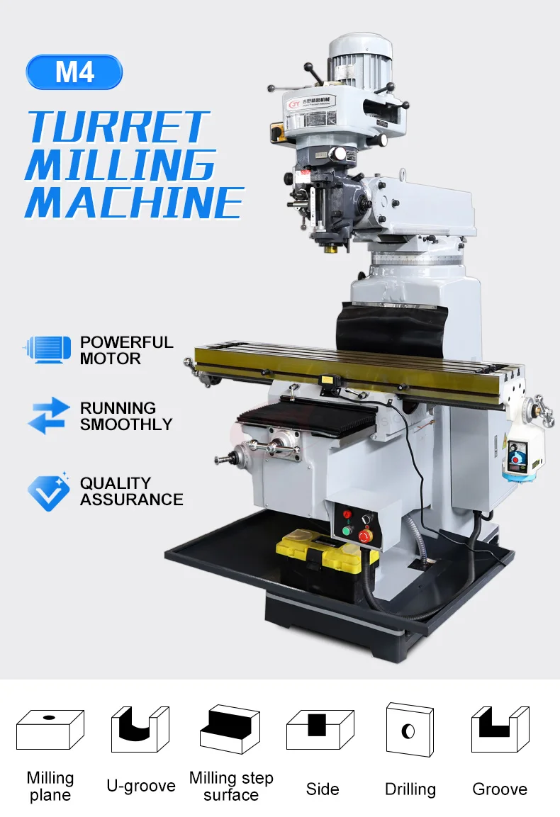 H4 Turret Milling Machine M4 Vertical Taiwan Milling Head Turret ...