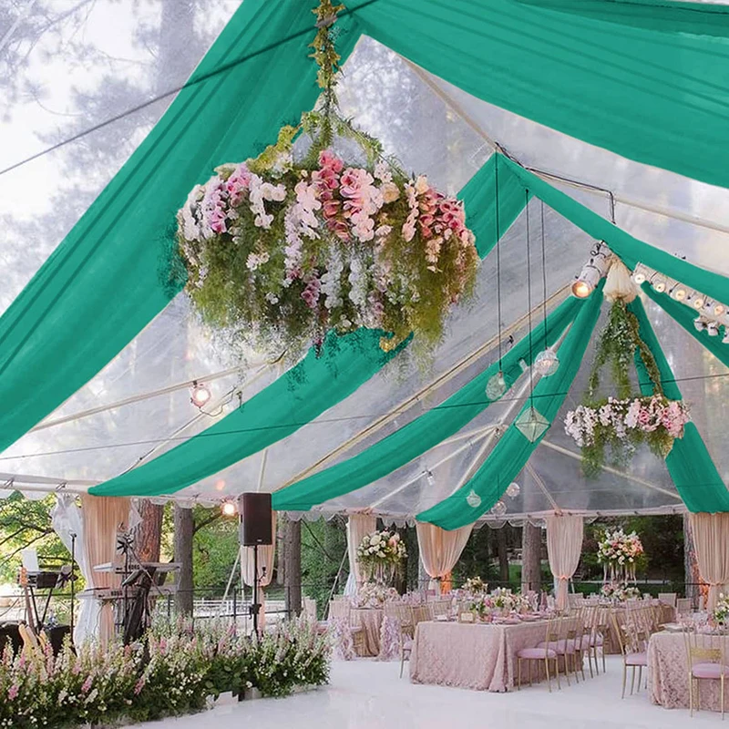 Ceiling Draping Curtains for Wedding Parties Chiffon Backdrop Curtain ...