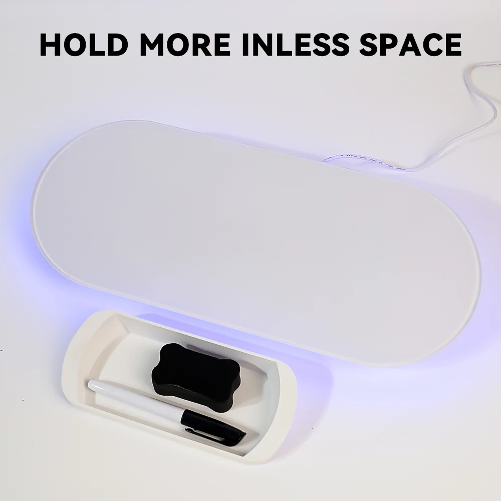 Black Dry Erase Computer Desk Pad Whiteboard Note Board Led Lighting ...