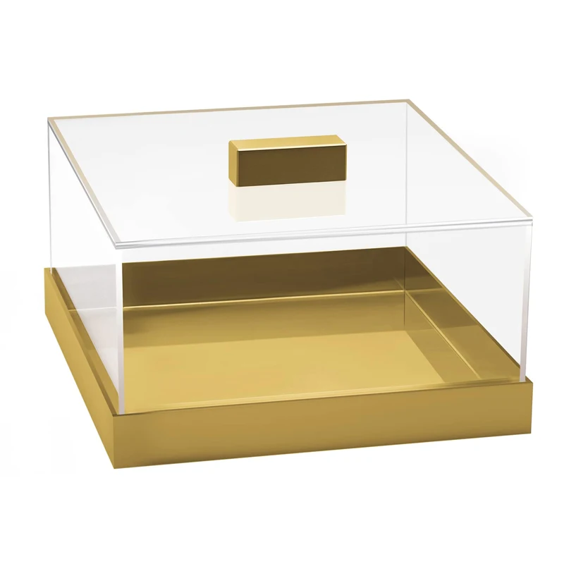 Clear Acrylic Cake Display Stand With Cover Square Cake Food Tray With ...