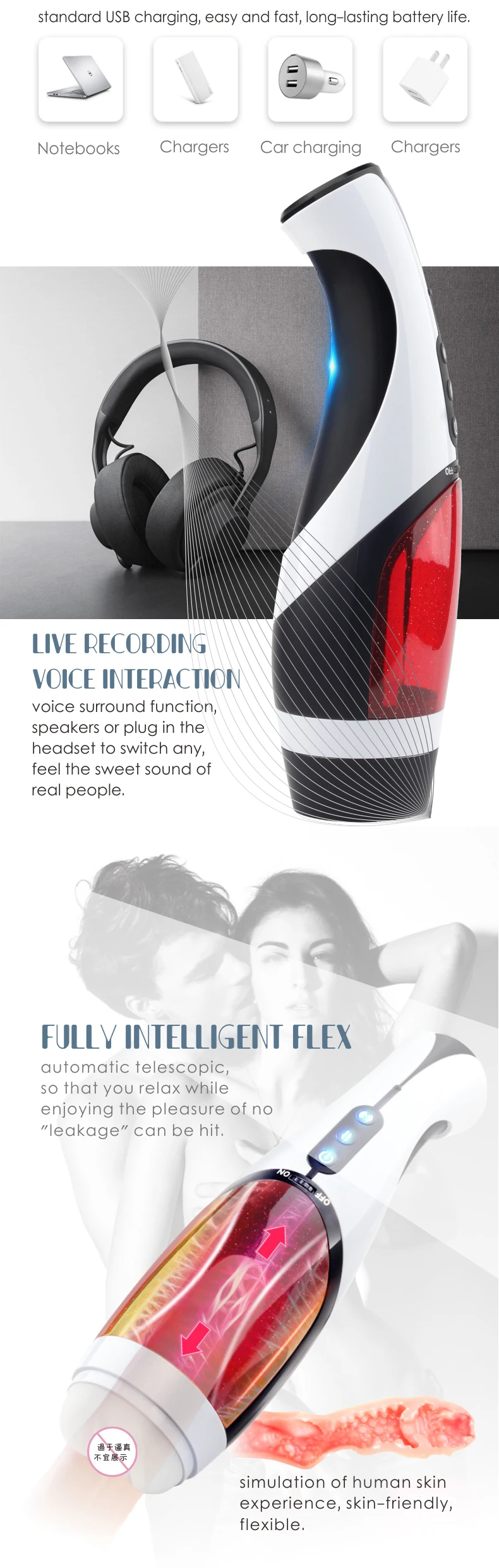 Voice Male Silicone Masturbator Cup Vibrator Pocket Pussy Male