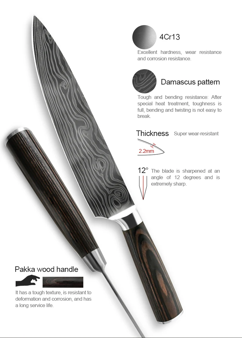 Sharp Chefs Kitchen Knife Set Stainless Steel Fish Fillet Knives Laser ...