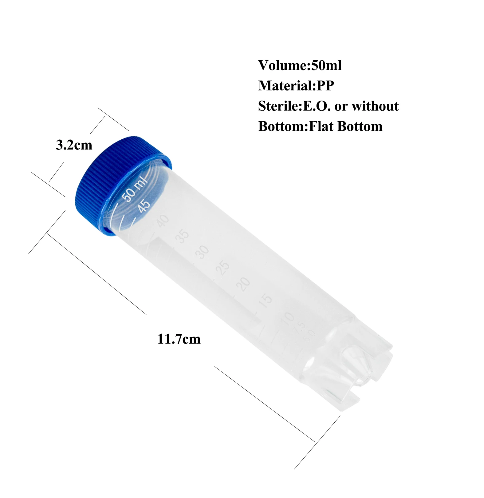 50ml Conical Bottom Plastic Falcon Tubes for Centrifuge