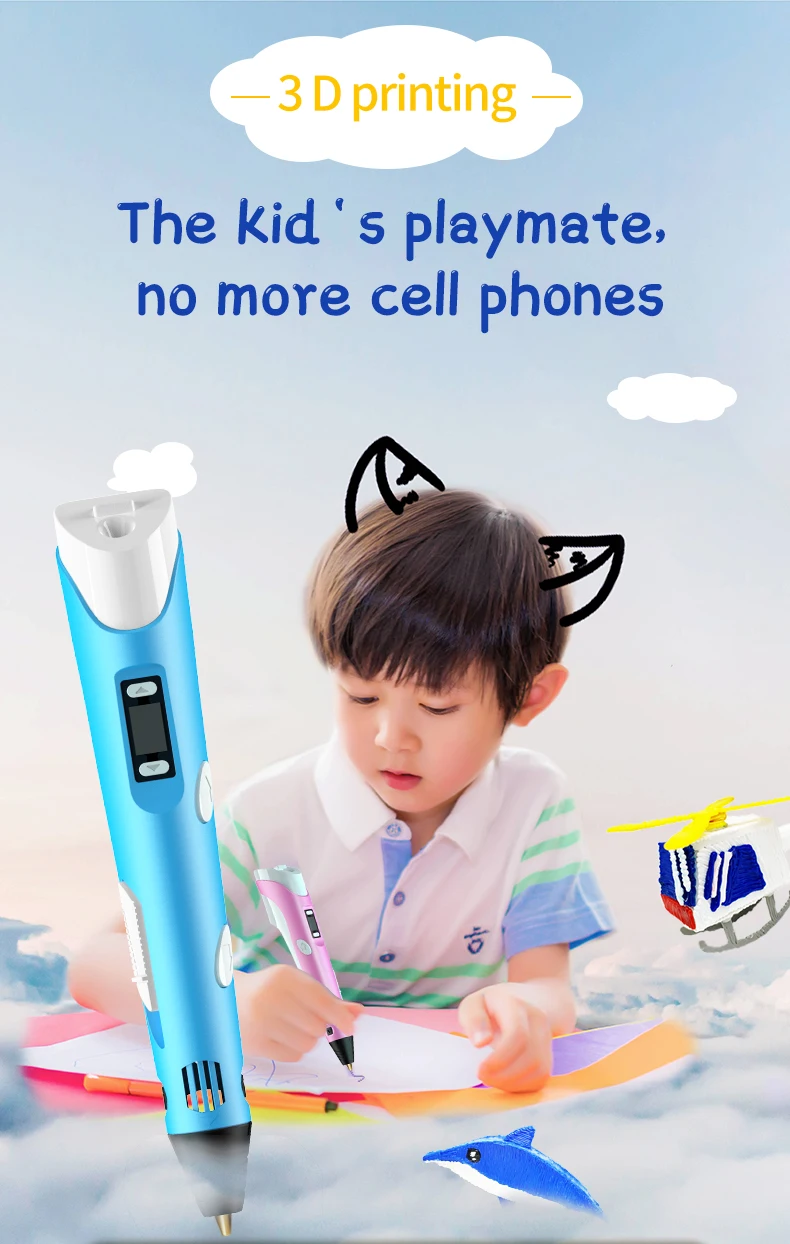 Smart 3d Color Painting Printing Pen Compatible With Lcd Screen Pla ...