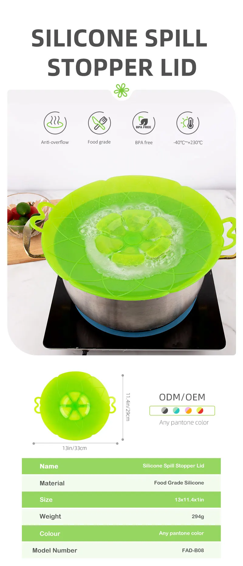 Cooking Kitchen Tool Silicone Boil Over Spill Stopper Splatter Guard ...