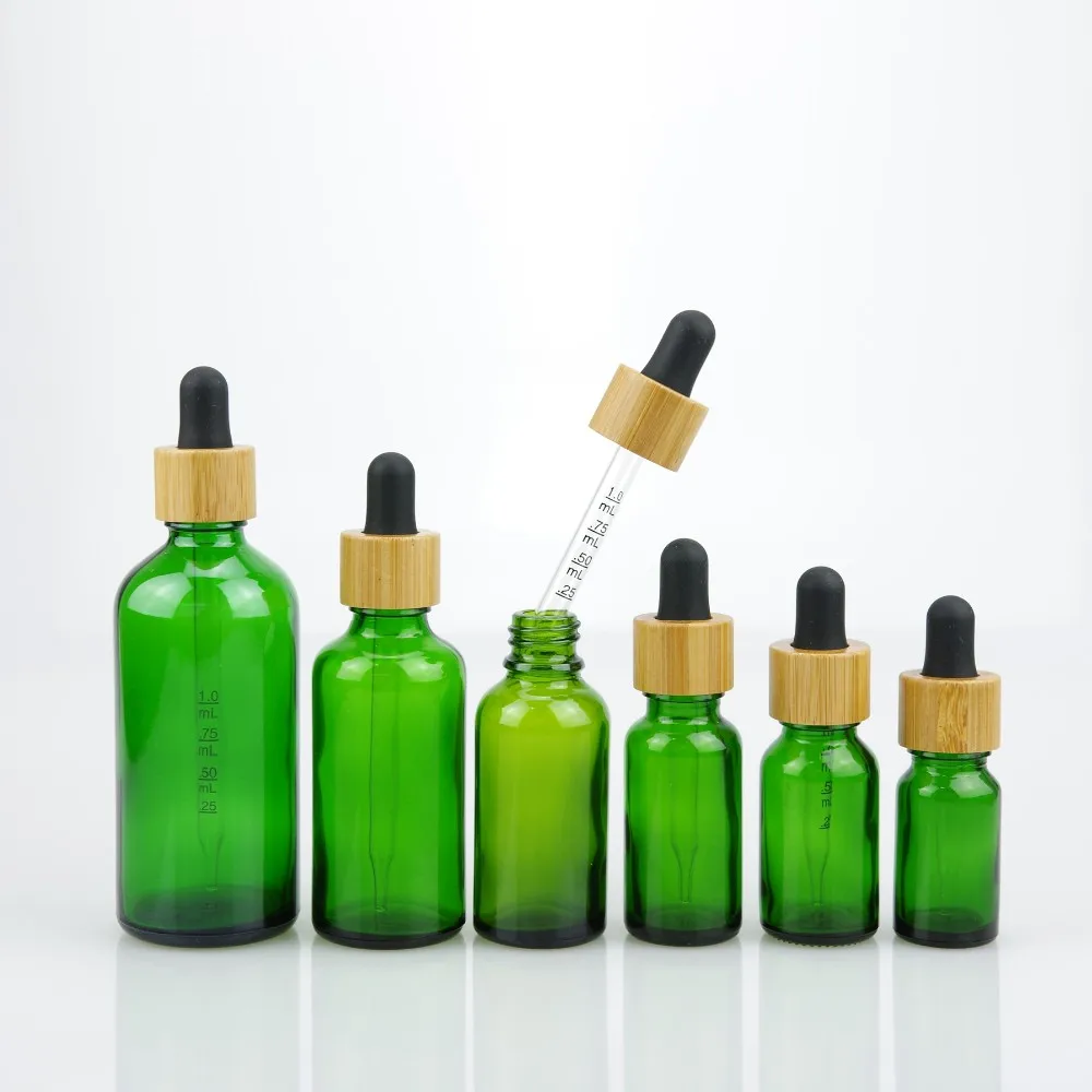 Bamboo Cap Essential Oil Matte Black Frosted Glass Bamboo Dropper ...