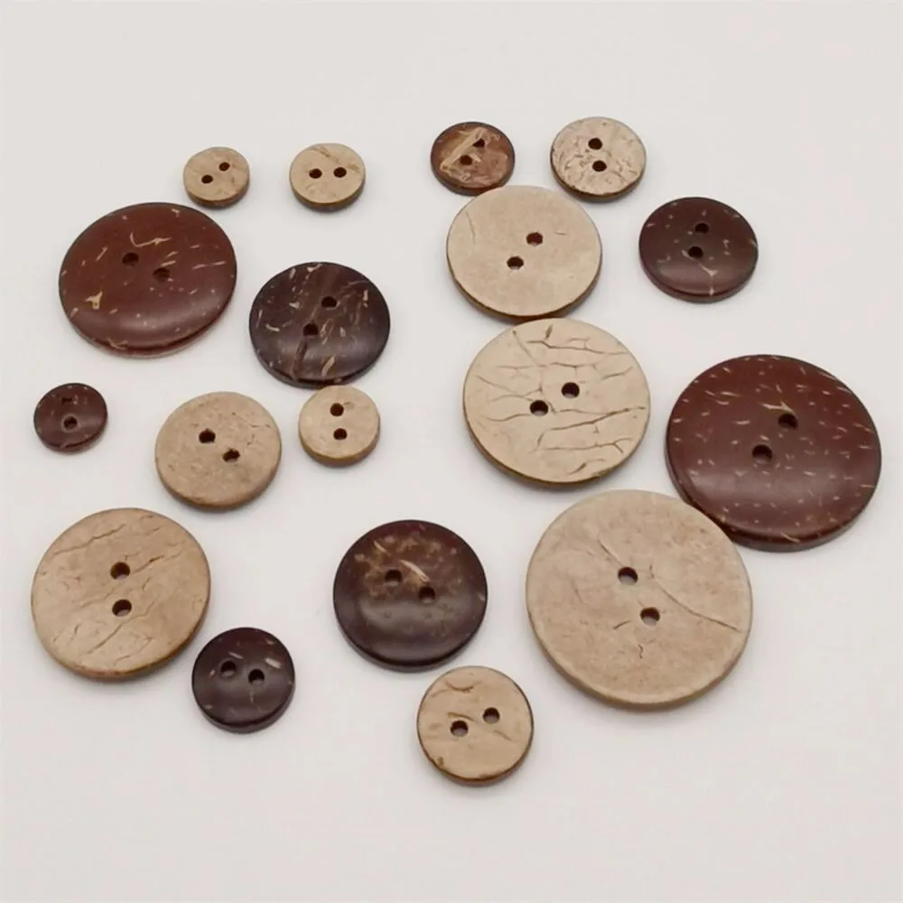 14L-40L Natural Coconut Shell Buttons - Durable & Stylish
